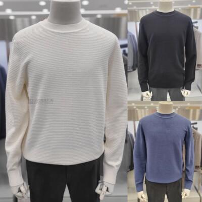 ZIOZIA ANDZ代购2025年春季韩版纯色商务圆领常规打底羊毛衫男