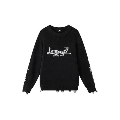 Lining/李宁正品2023新款男子时尚休闲宽松圆领套头编织衫LMBT001