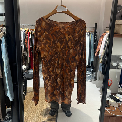 欧洲站2026春季豹纹通勤长袖上衣