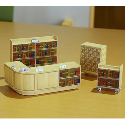 立体手工制作图书馆书架家具场景