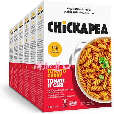 包邮加拿大Chickapea有-机鹰嘴豆黄豆粉香辣蕃茄素螺旋意面227g*6