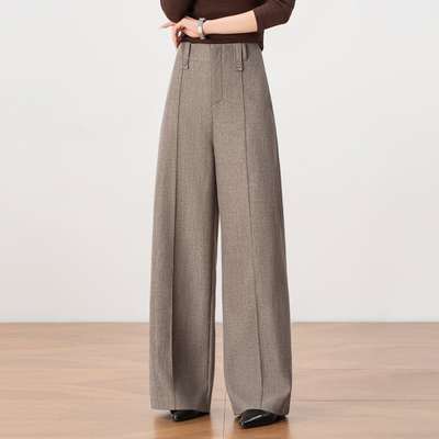 高级感时尚高腰阔腿裤女秋季2025新款宽松垂感显瘦西装直筒长裤