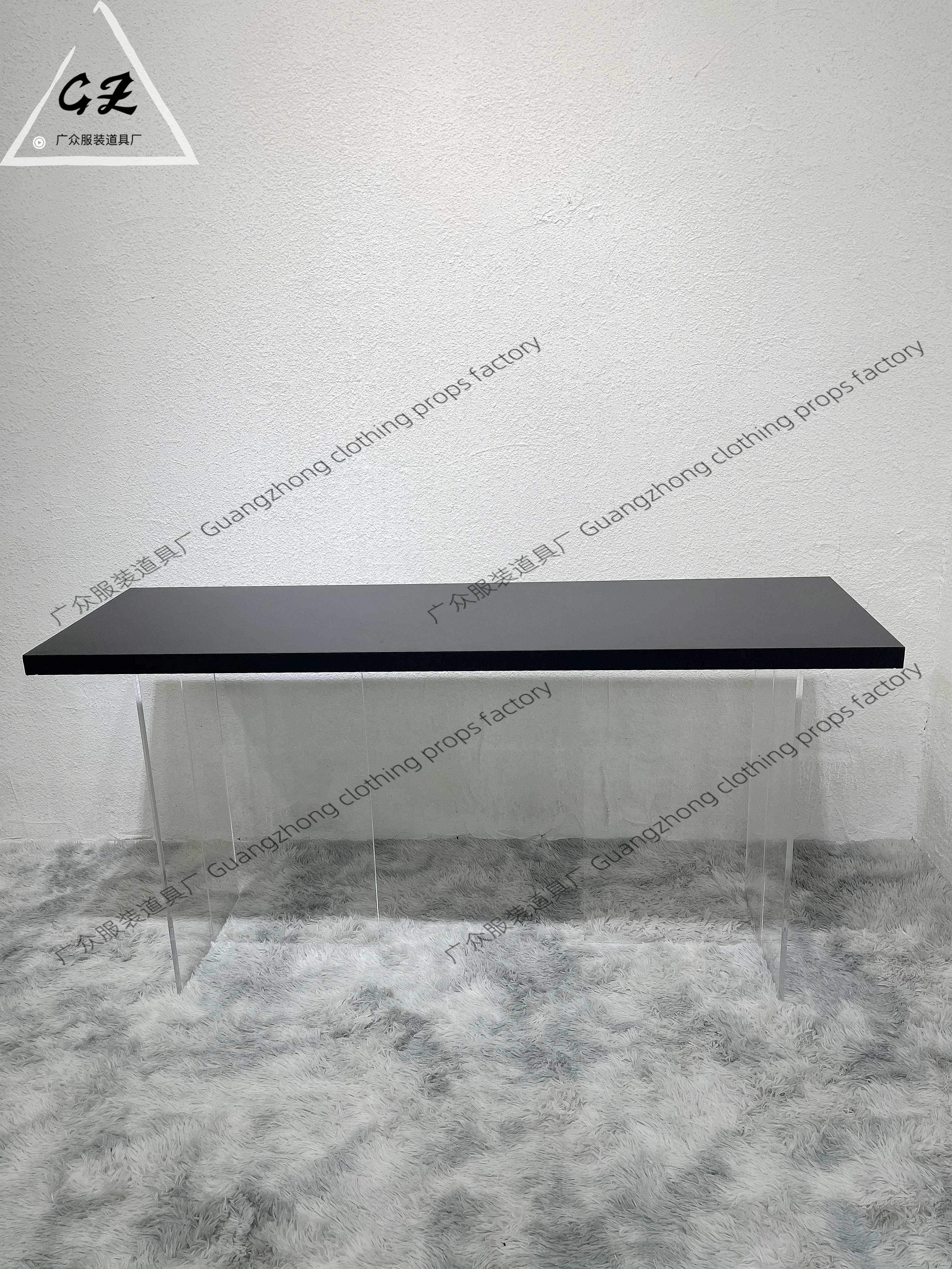 服装店黑色陈列台中岛展示台流水桌子亚克力摆台吧台陈列导台道具_虎窝淘