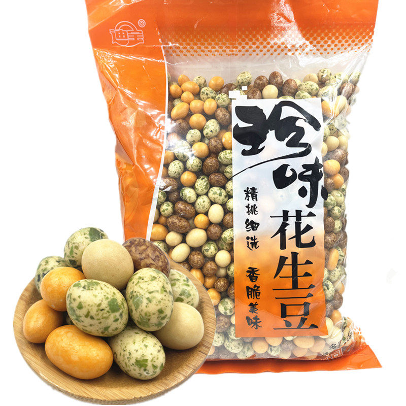 多彩豆鱼皮花生5斤大袋脆皮日本豆裹衣老式怀旧零食年货