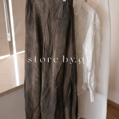 扎染渲染意大利复古做旧高腰阔腿裤 uma风宽松慵懒老钱风2026新款