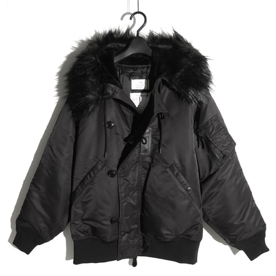 HYKE 黑色毛领 连帽 棉衣 夹克外套 TYPE N-2 JACKET 日本制