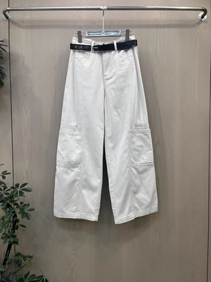 瑞瑞欧货2026春新款时尚百搭休闲显瘦腰带多口袋工装长裤8583