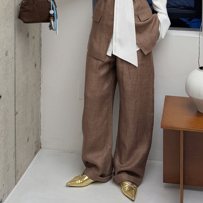 ELVIS CHEUNG 亚麻斜纹肌理长裤 E26SS10062AA902