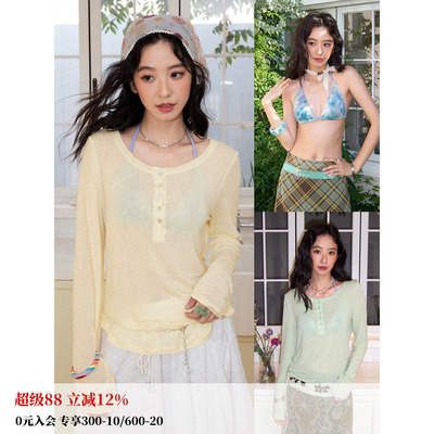 天丝亚麻罩衫比基尼真两件T恤女