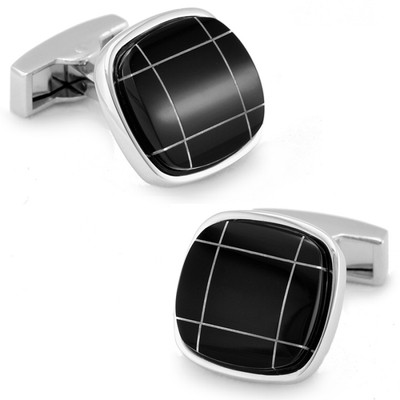 杰拉德 黑色 人造玛瑙袖扣 宝石袖钉 男士男式袖口1