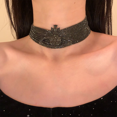HEY TAO暗黑满钻多层choker项链女2025新款爆款高级感颈链锁骨链
