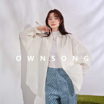 OWNSONG轻盈如风 白色棉麻防晒衬衫女春夏慵懒宽松基础款廓形衬衣