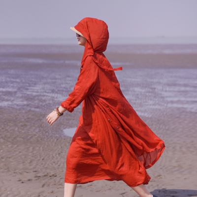 衬衫苎麻防晒连帽长袖薄款外搭