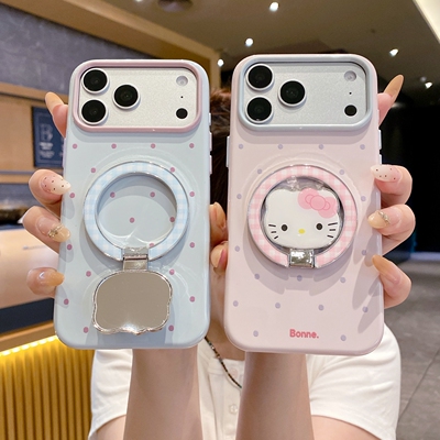 适用oppo A6C/A6S/A5X/A5Pro/A3X波点手机壳Reno16/15/14镜子A58/A78支架Realme16/15/C100i/C85大视窗镜头框