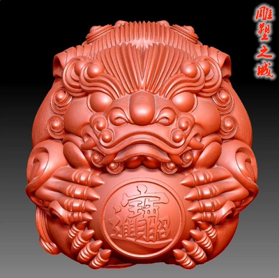 三维立体图3D打印雕刻图stl圆雕图    9164招财进宝貔貅