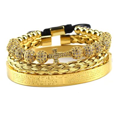 Fashion Royal CZ Cross Charm Bracelets For Men Stainless