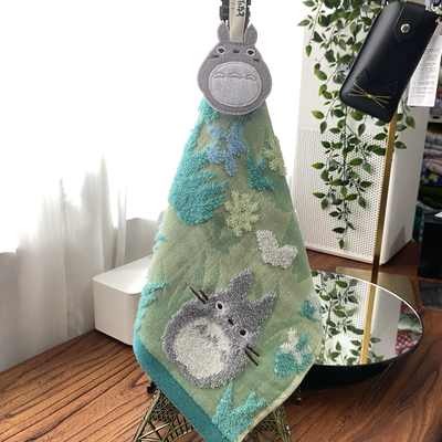出口日本卡通蓝花猫刺绣擦手巾挂式厨房卫生间手帕小方巾23×23㎝