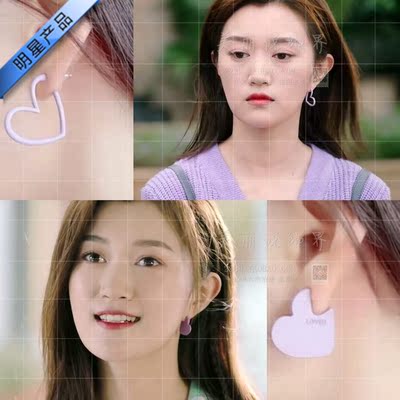 龙一你要怎样同款耳环侯佩杉明星甜美爱心不对称耳钉张静美送女友