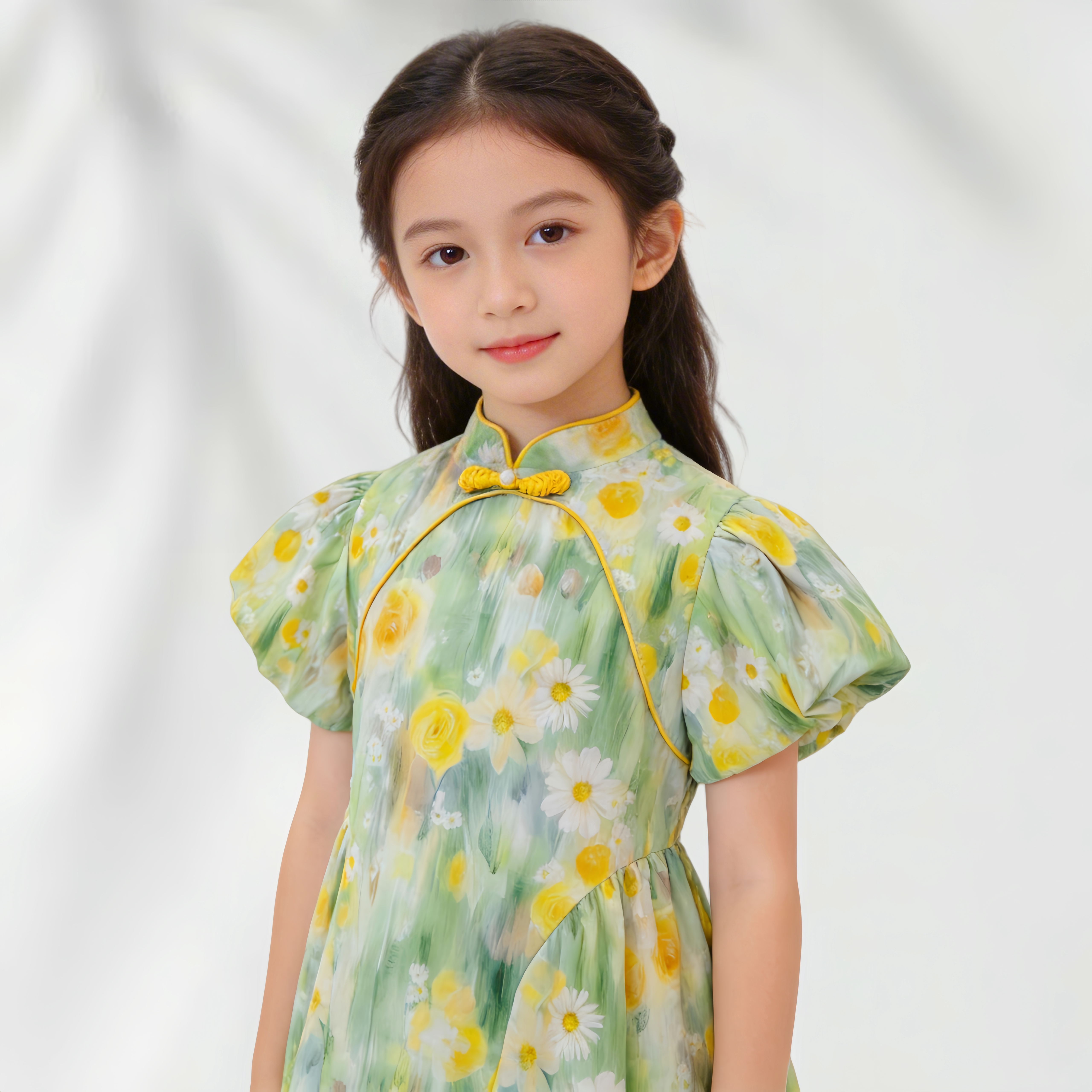 夏季公主中国风儿童纯棉裙子女童碎花时尚气质印花设计女宝裙子