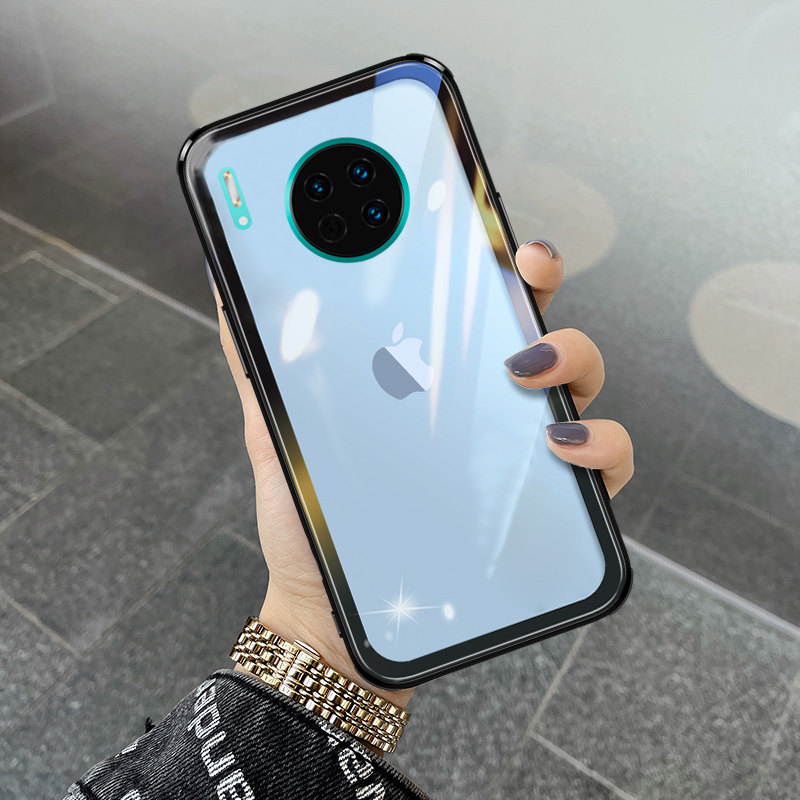 透明玻璃华为mate30手机壳aloo男女款简约奢华潮华为mate30硬壳meta30新款华为魅特30挂绳meat30全包保护套_虎窝淘