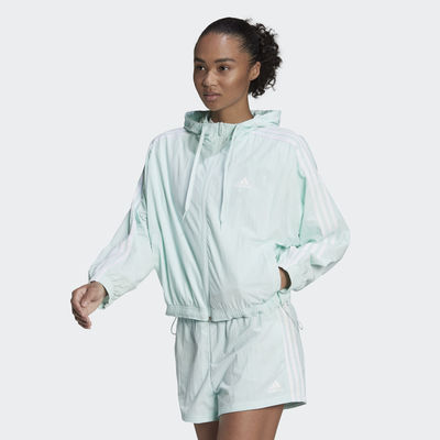 新款Adidas阿迪达斯女装夏季运动连帽梭织薄款夹克外套HC9158