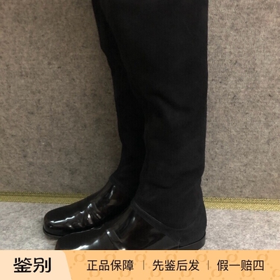 rv德国黑漆皮修腿过膝靴子新品