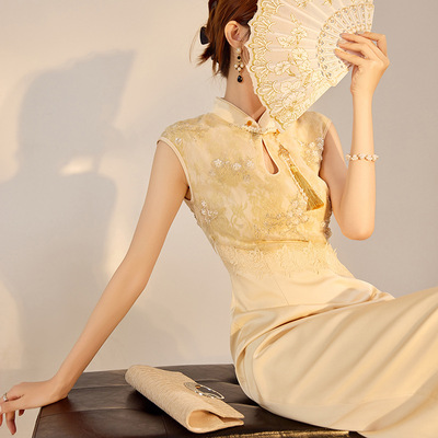 新中式高端气质蕾丝绣片连衣裙气质绝美国风改良旗袍裙 ZX款N3111