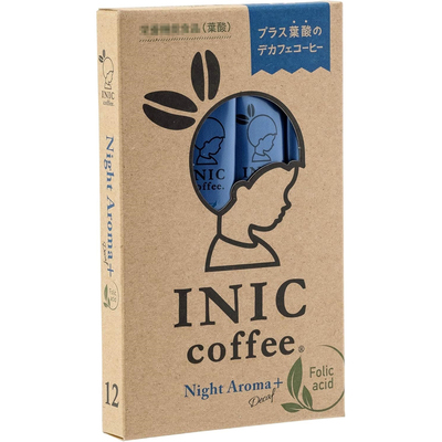 日本直邮INIC coffee Decaf  Night Aroma + 叶酸 速溶咖啡12杯份