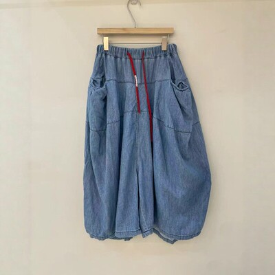 4n5宽松日式松紧腰抽绳布