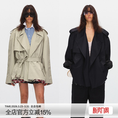 ECHOADE大翻领下摆毛边设计风衣