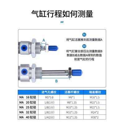 迷你气缸MA32X15X25X30X40X50X60X75X80X100X125X150X200X250SU