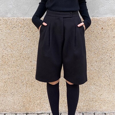 果核宇宙老钱风毛呢阔腿五分裤