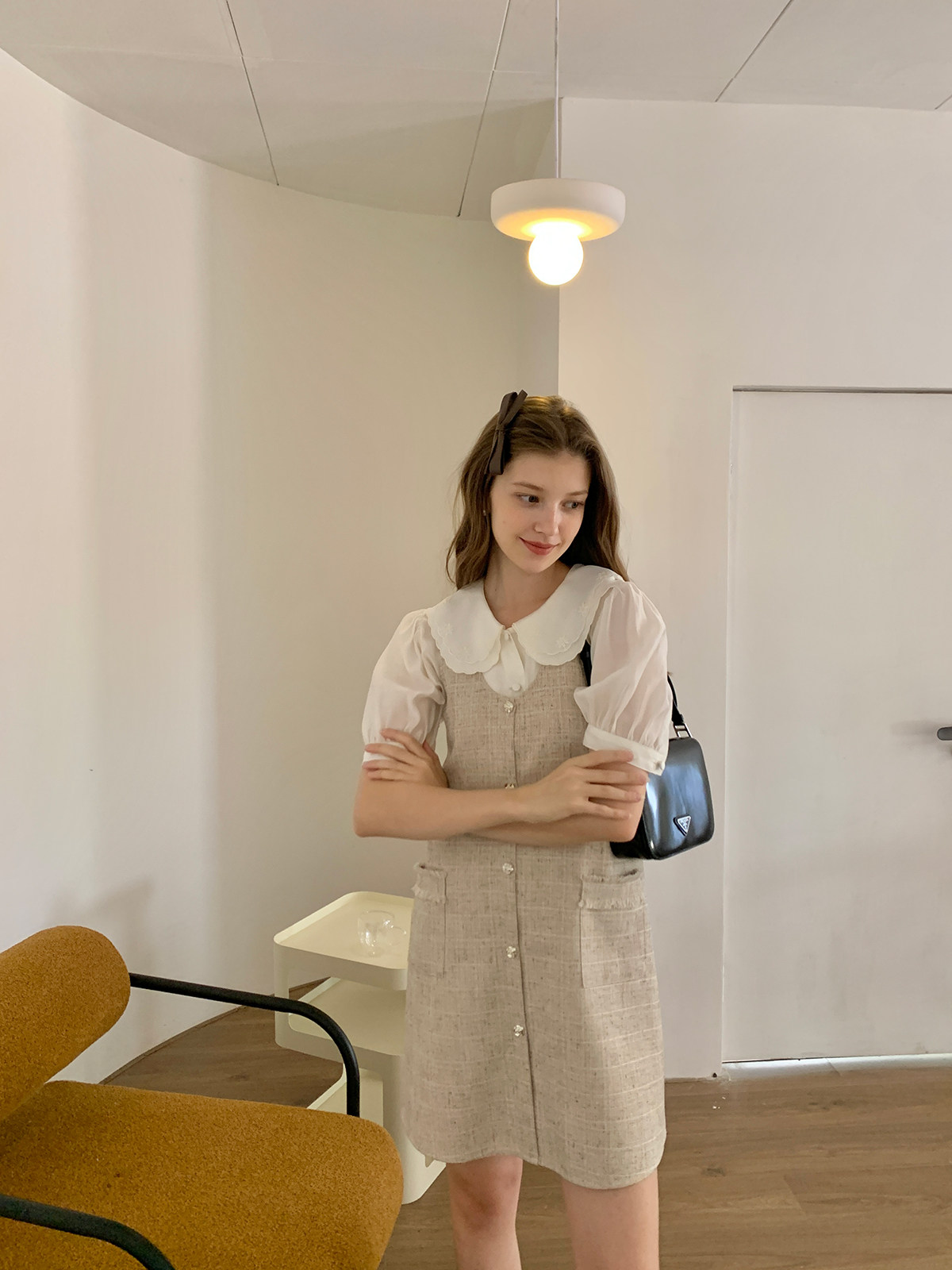 KERNEL COSMOS 23SS夏日芝芝桃桃小香风肌理感流苏背心连衣裙_虎窝淘