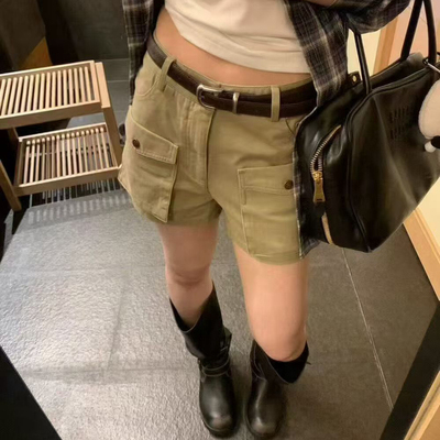FIFTEEN-26夏上新甜酷辣妹风宽松纯色牛仔短裤(配腰带)69191