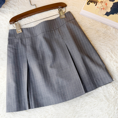 灰色条纹半身裙A字防走光短裙夏