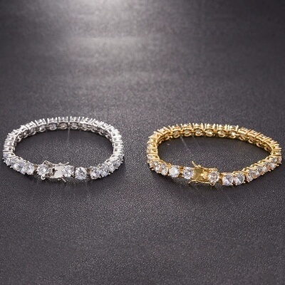 3/4/5/6mm单排钻微镶锆石手链网球链嘻哈男士Tennis bracelet饰品
