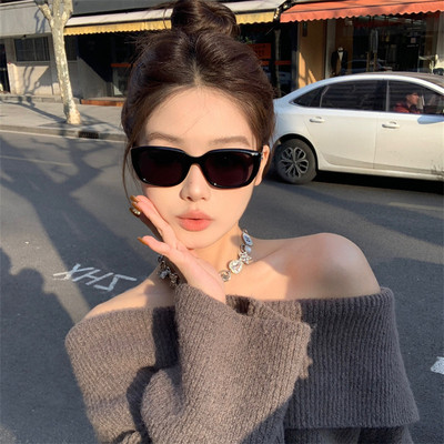 2026新款欧美复古小框猫眼镜女方圆脸偏光高级感网红韩版