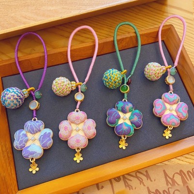 纯手工非遗宋锦包挂幸运四叶草