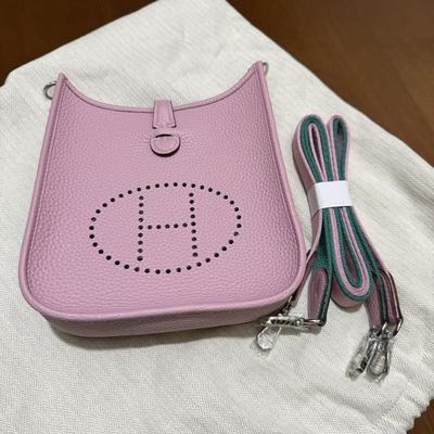 江小姐纯手缝制 迷你伊芙琳锦葵紫银扣 单肩斜挎手提可爱包包