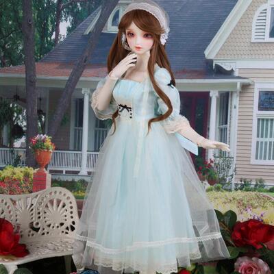 sd天蓝色礼服婚纱娃衣