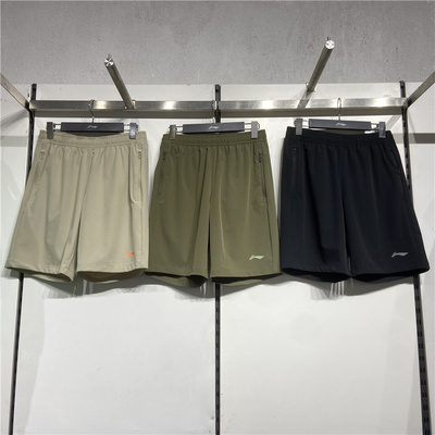 李宁男舒适透气排湿速干运动短裤