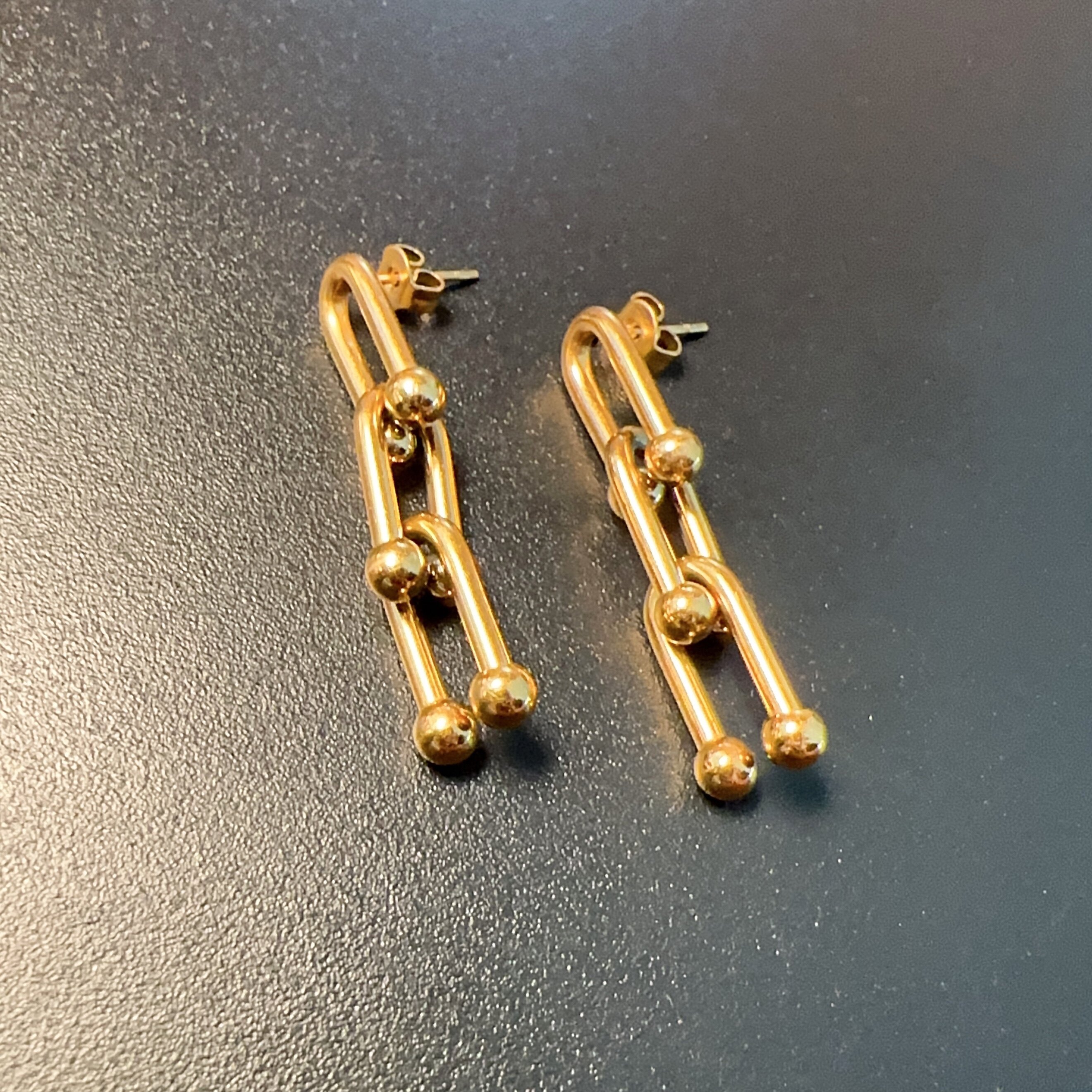 金色链条耳环个性冷淡风耳饰简约欧美耳钉