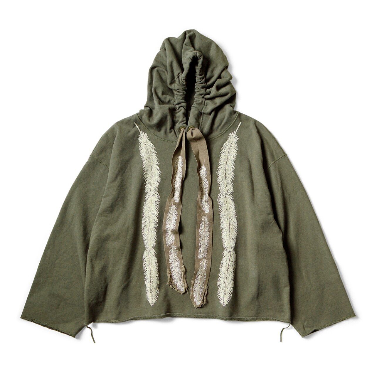 24AW KAPITAL 平田和宏 日系休闲羽毛印花刺绣宽松套头连帽卫衣