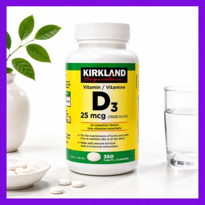 现货加拿大kirkland可兰维生素D3维他命D3片VD3一瓶装360粒成人