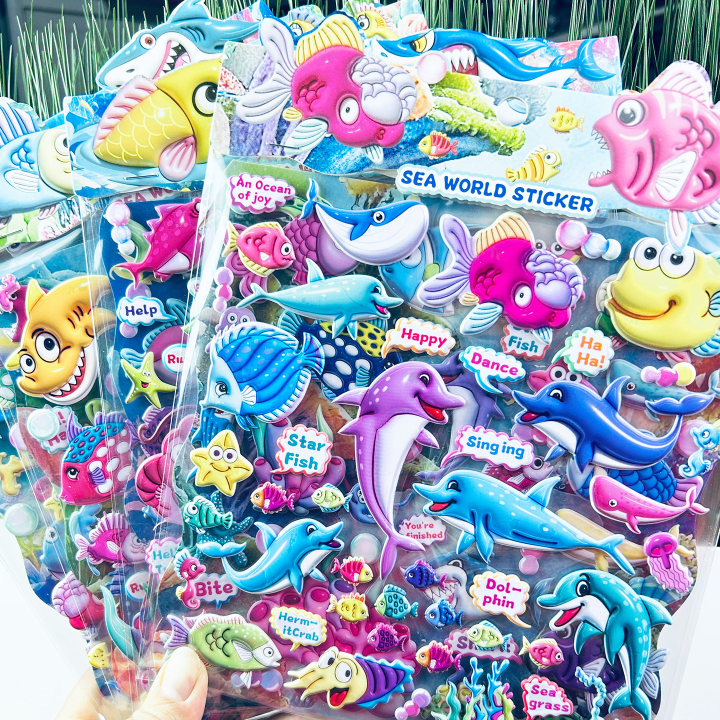海洋动物立体泡泡棉贴纸儿童卡通海底世界鲨鱼海豚幼儿园奖励贴画