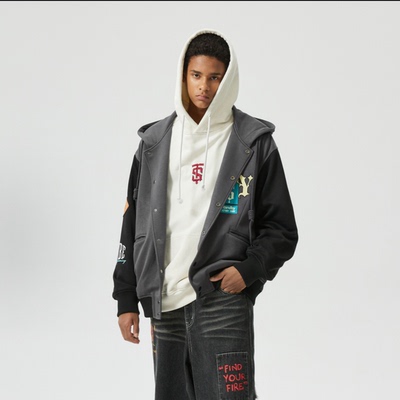 INXX Standby 撞色拼接设计贴布绣连帽卫衣 男女同款 XMD3100922