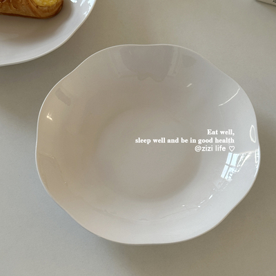 ins韩式纯色花边饭盘高颜值家用