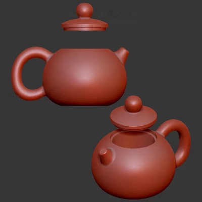 茶壶分件茶壶三维立体图圆雕图stl文件雕刻机3d模型3803