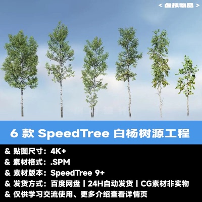 6款SpeedTree白杨树源工程 树木软件SpeedTree工程文件 spm影视版