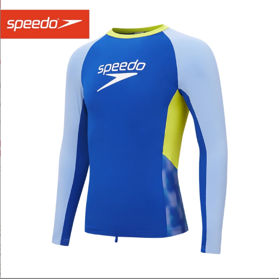 speedo/速比涛闹海2.0新款男士长袖防晒上衣速干高弹沙滩运动泳衣
